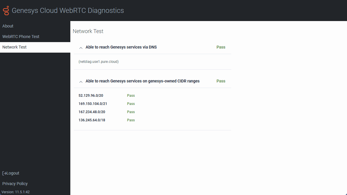 Run the standalone Genesys Cloud WebRTC Diagnostics app - Genesys Cloud ...